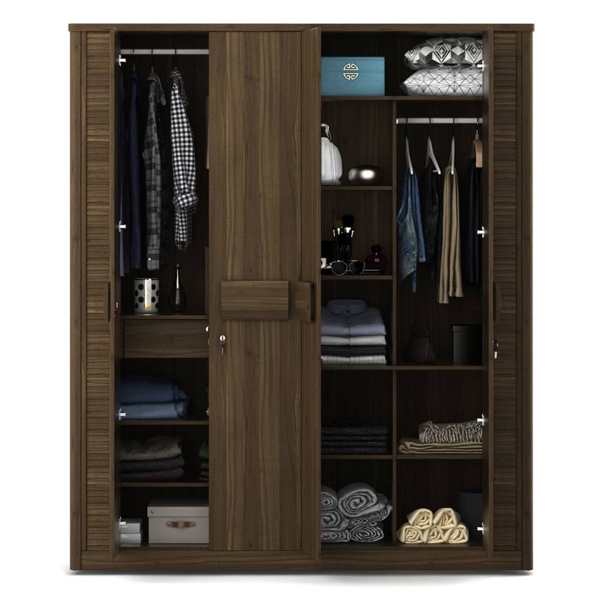 KOSMO EMPEROR PROTON 4 DOOR WARDROBE LYON WALNUT – Furniture Online